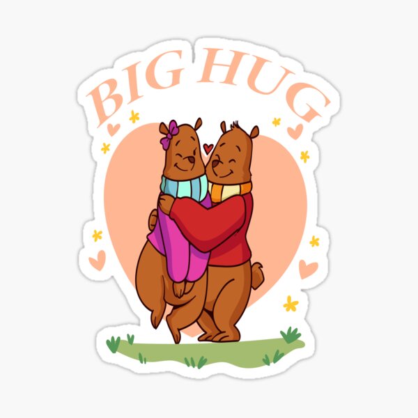 "funny love big hug " Sticker by moroccolove | Redbubble