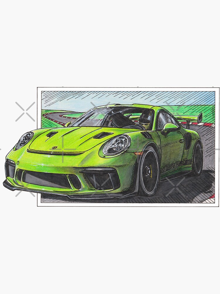 Pegatina Dibujo A Lápiz Del Porsche Gt3 Rs De Drrcreations Redbubble
