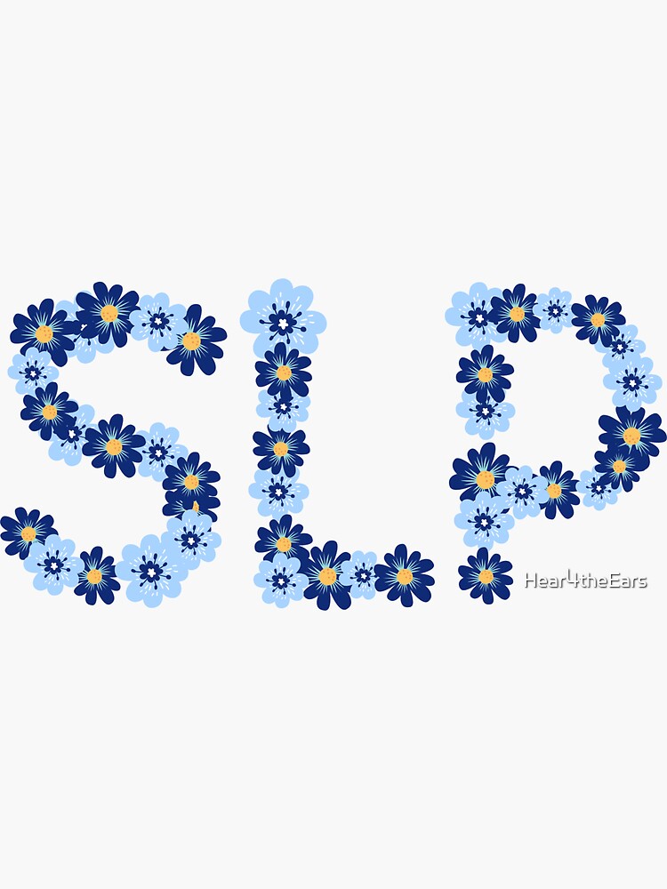 "Blue and Navy Floral SLP for Speech Language Pathologists" Sticker for ...