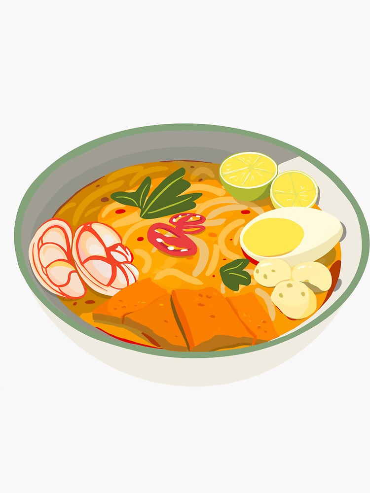 "Laksa" Sticker for Sale by Brynn-Hansen | Redbubble
