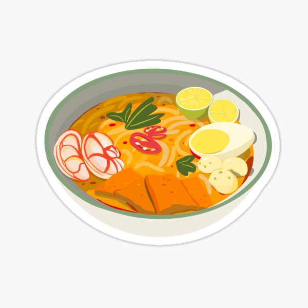 "Laksa" Sticker for Sale by Brynn-Hansen | Redbubble