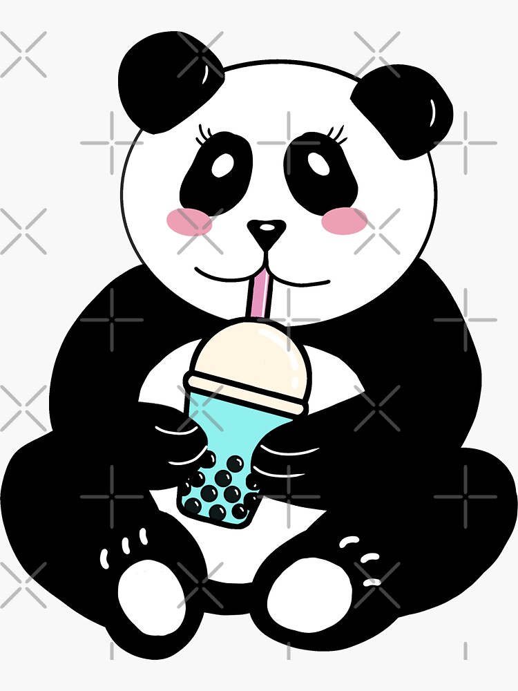 "Cute Panda Drinking Bubble Tea" Sticker for Sale by DreamyStrokes ...