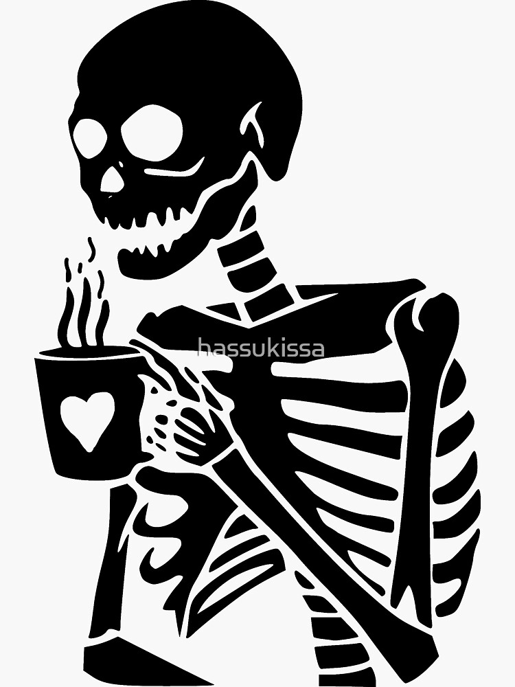 "Skeleton Drinks Coffee" Sticker for Sale by hassukissa | Redbubble