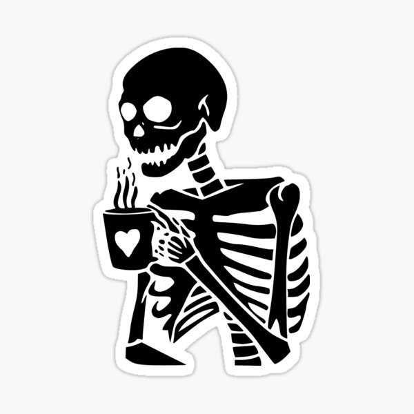 "Skeleton Drinks Coffee" Sticker for Sale by hassukissa | Redbubble