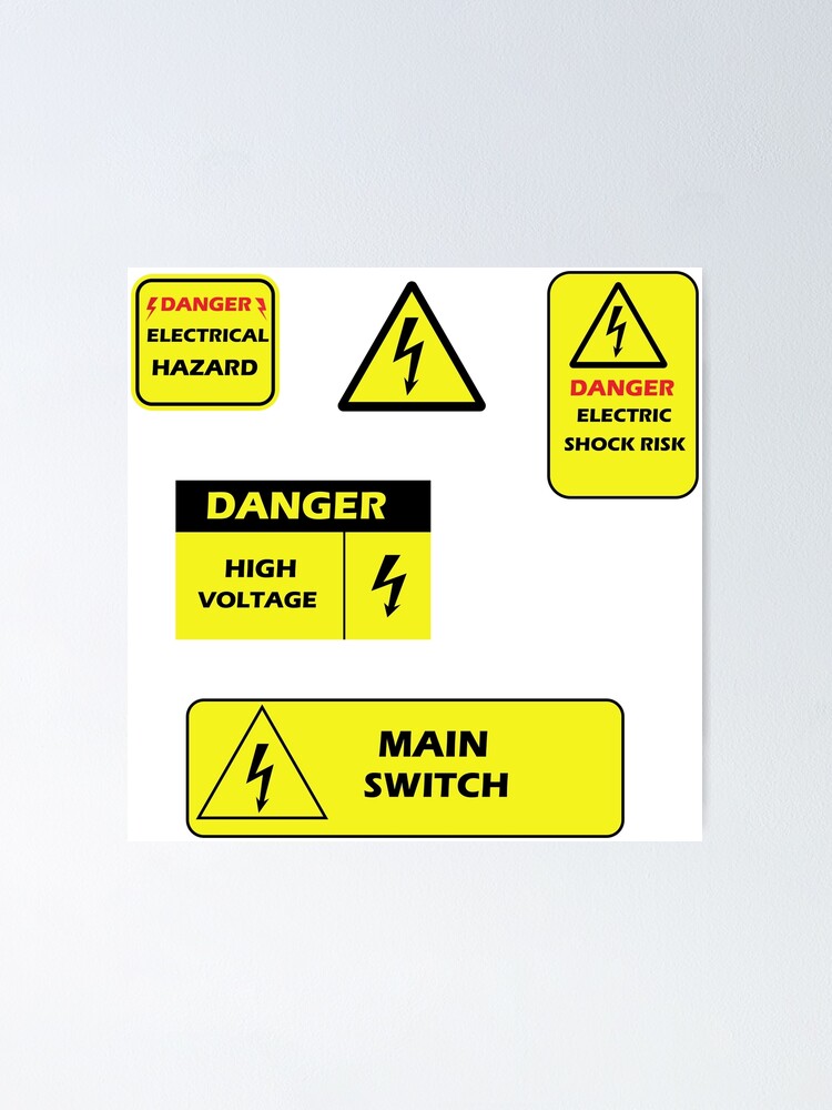 "Electrical danger warning sign symbols Stickers for Electrician and ...