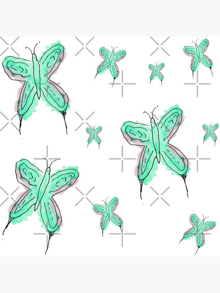 "Watercolor Teal Butterflies Sticker Pack" Poster for Sale by ylavine ...