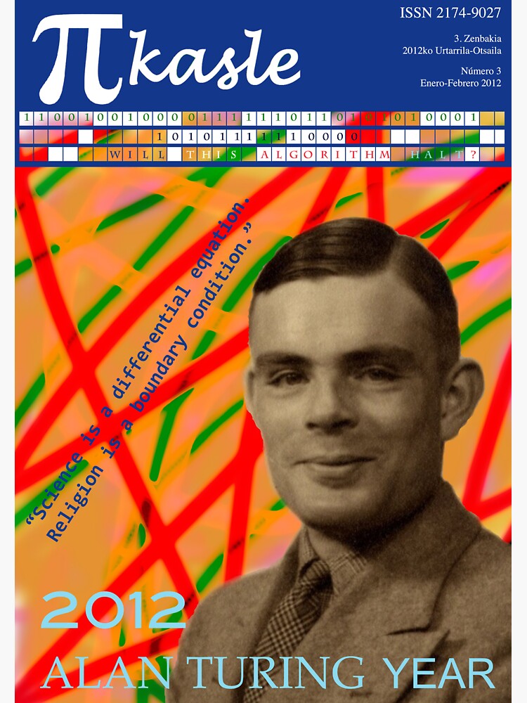 "Alan Turing Year (Cover of PIkasle Issue 3)" Sticker by IasafroMaesman ...