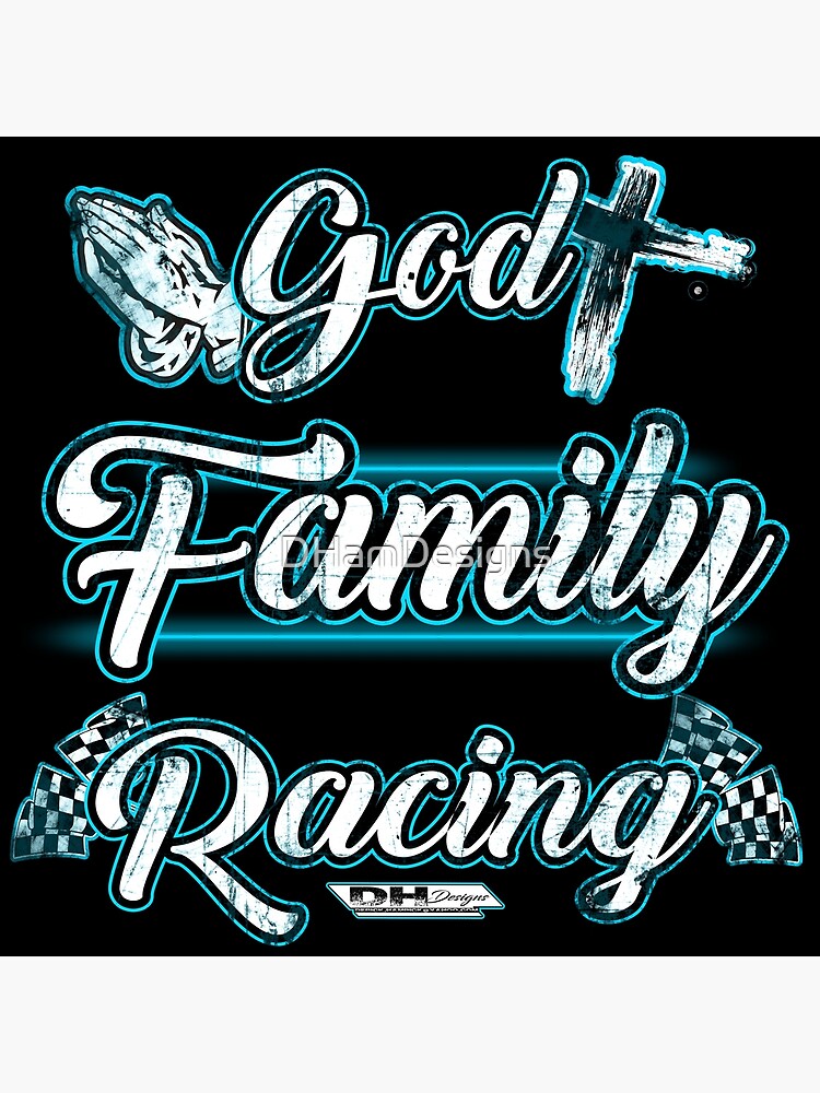 "God Family Racing(Neon Blue)" Poster for Sale by DHamDesigns | Redbubble