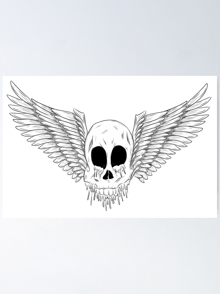 "Skull Head Angel Wings" Poster for Sale by Pixet | Redbubble