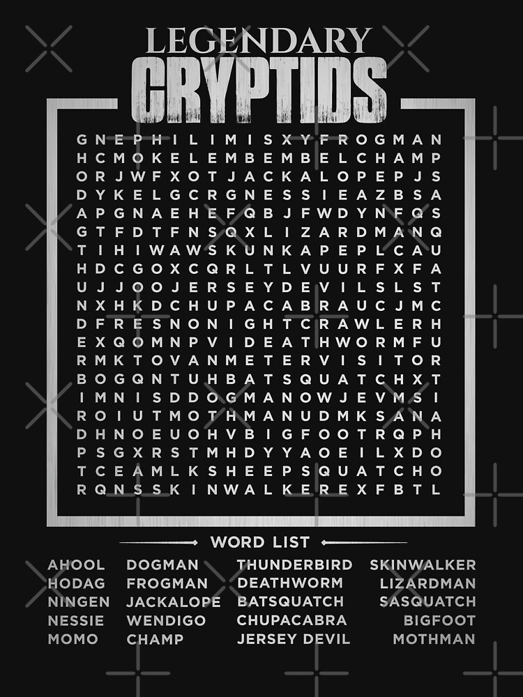 "Legendary Cryptids Word Search - Bigfoot, Mothman, Dogman, Wendigo ...