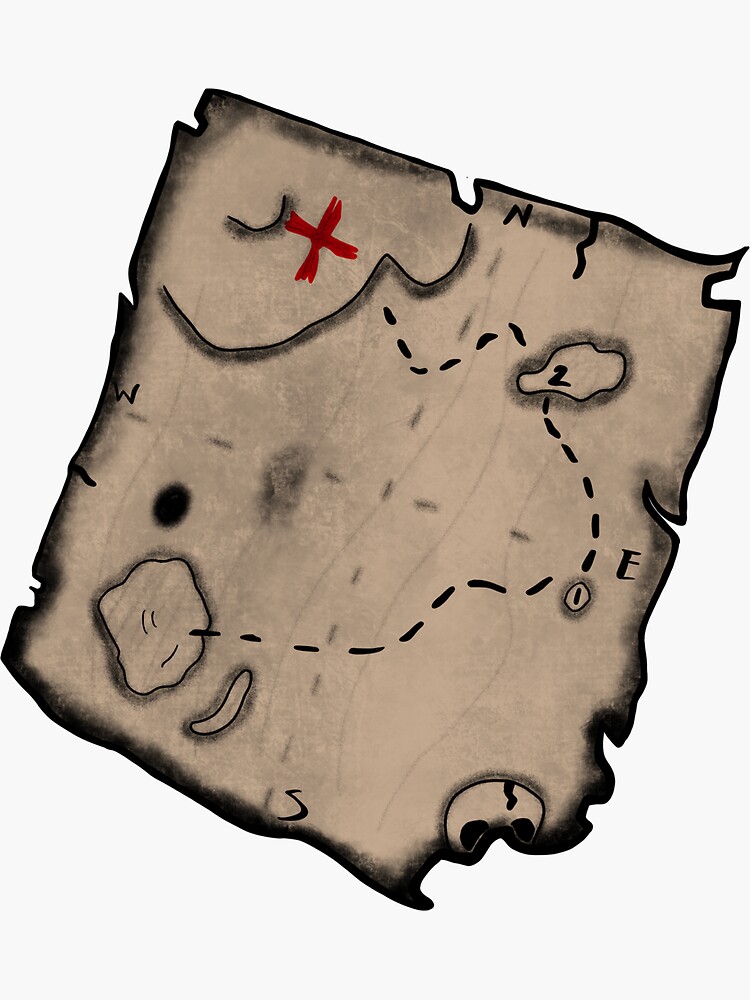 "Treasure Map" Sticker for Sale by DKSDesign | Redbubble