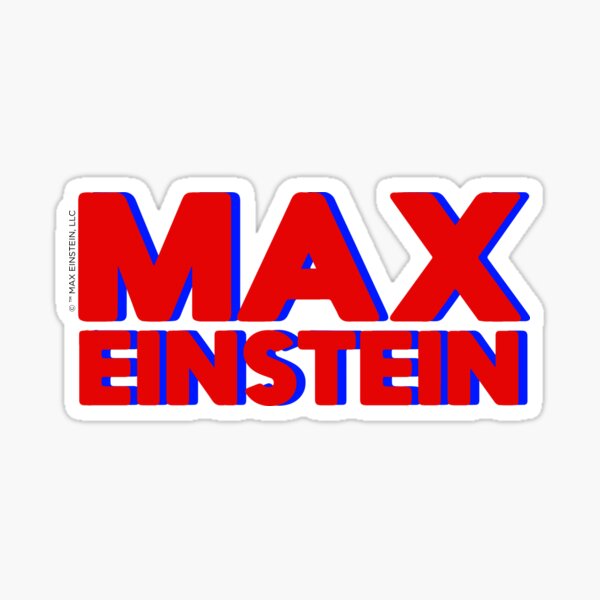 "MAX EINSTEIN LOGO RED BLUE" Sticker by Max-Einstein | Redbubble