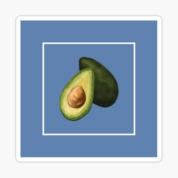 "Watercolor Avocado in Blue Background" Sticker for Sale by ...