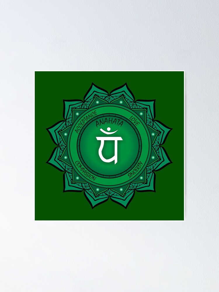 Póster «Cuarto símbolo del chakra del corazón verde nombre Anahata ...