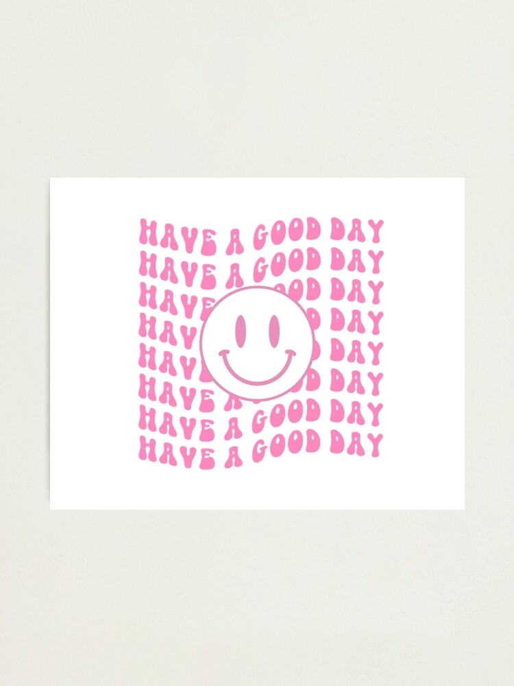 Lámina fotográfica «Que tengas un buen día, Smile Face, Groovy, Smiley, Retro, Preppy, Aesthetic ...
