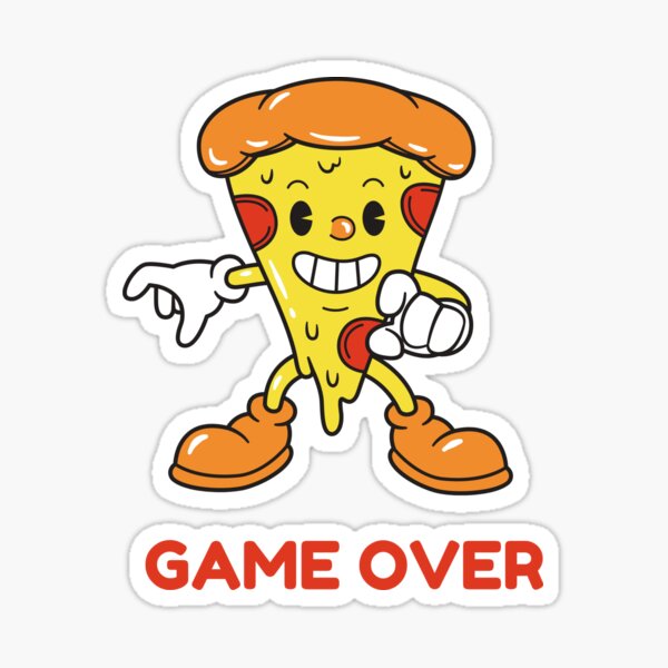 "pizza game over" Sticker for Sale by Meowzme | Redbubble