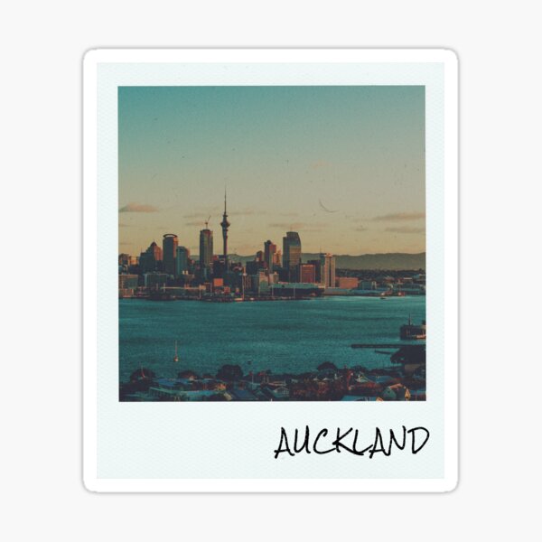 "Auckland New Zealand Vintage Film White Frame Souvenir" Sticker by ...