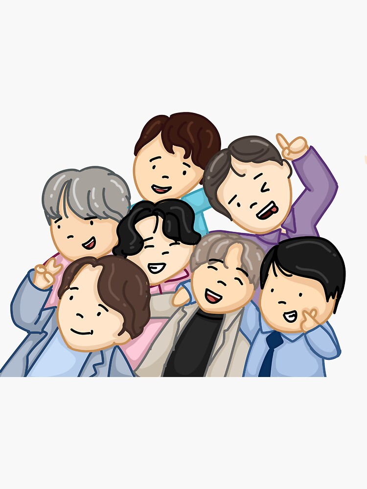 "BTS Group Drawing" Sticker for Sale by ELDoodle | Redbubble