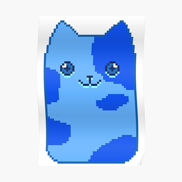 "Kawaii Blue Pixel Cat Cartoon Style" Poster for Sale by inspiremari ...