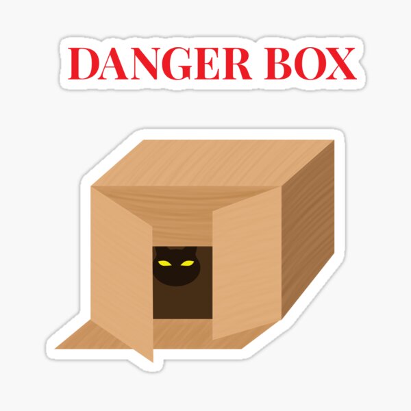"Danger Box - glowing cat eyes in a box - hiding cat" Sticker for Sale ...