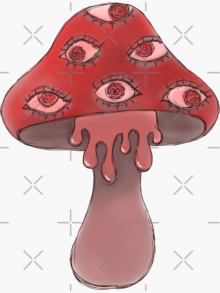 "Red Trippy Mushroom" Sticker for Sale by vanillagutz | Redbubble