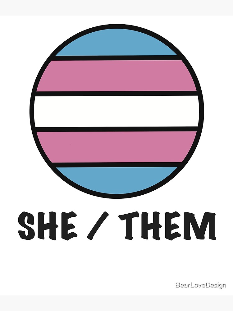 "Trans Flag with SHE / THEM Pronouns " Poster for Sale by ...