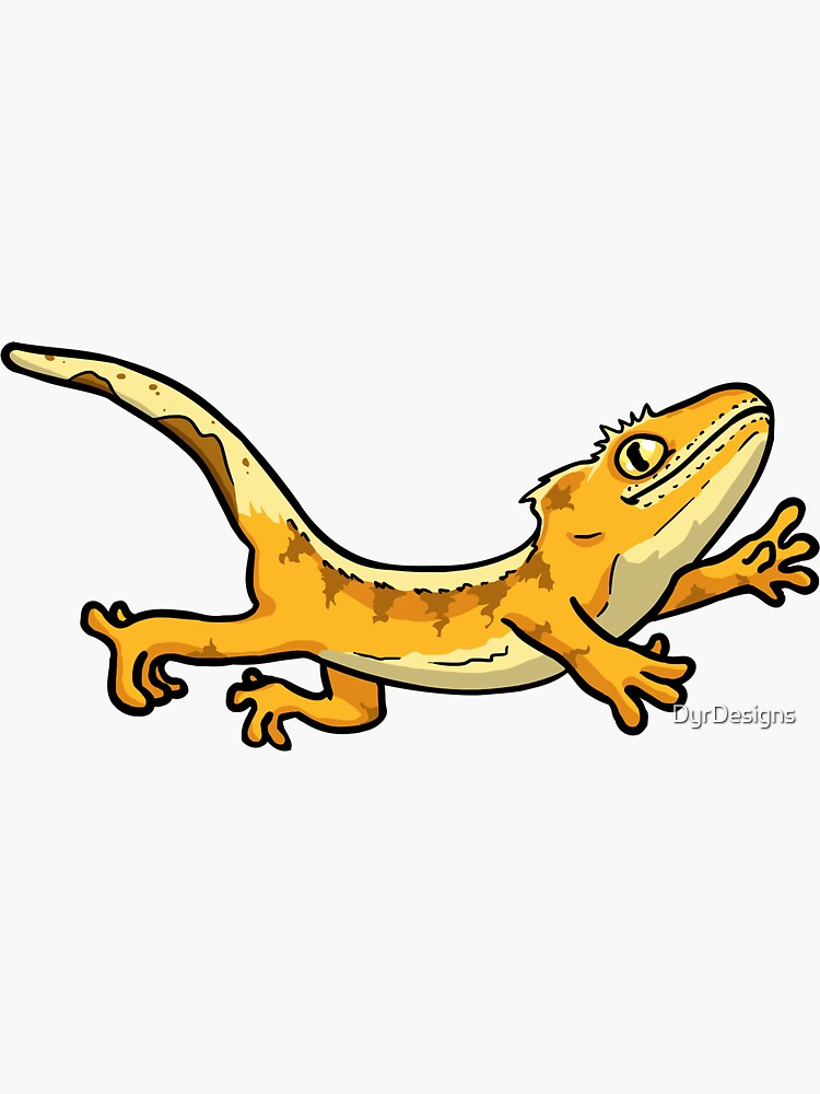 "Leaping Crested Gecko" Sticker by DyrDesigns | Redbubble