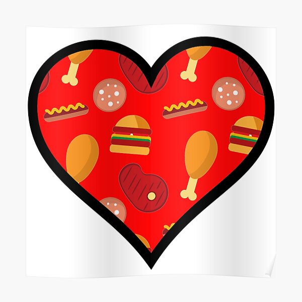 "Red Food Pattern Heart" Poster by BuzzySpaceBee | Redbubble