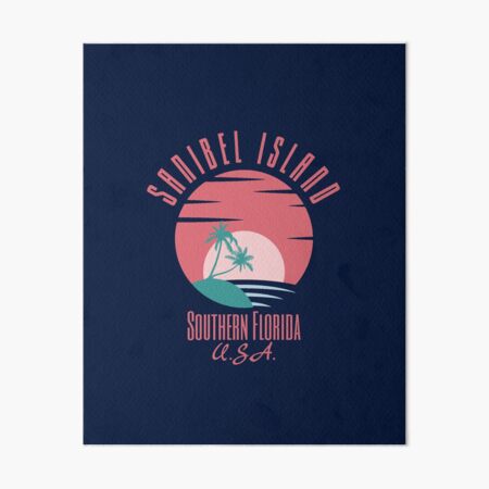 "Retro Eighties Sanibel Island Southern Florida, Pastel Red Text ...