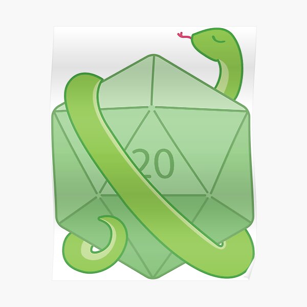 "Green Snake with Green D20" Poster for Sale by NovotnyDesigns | Redbubble