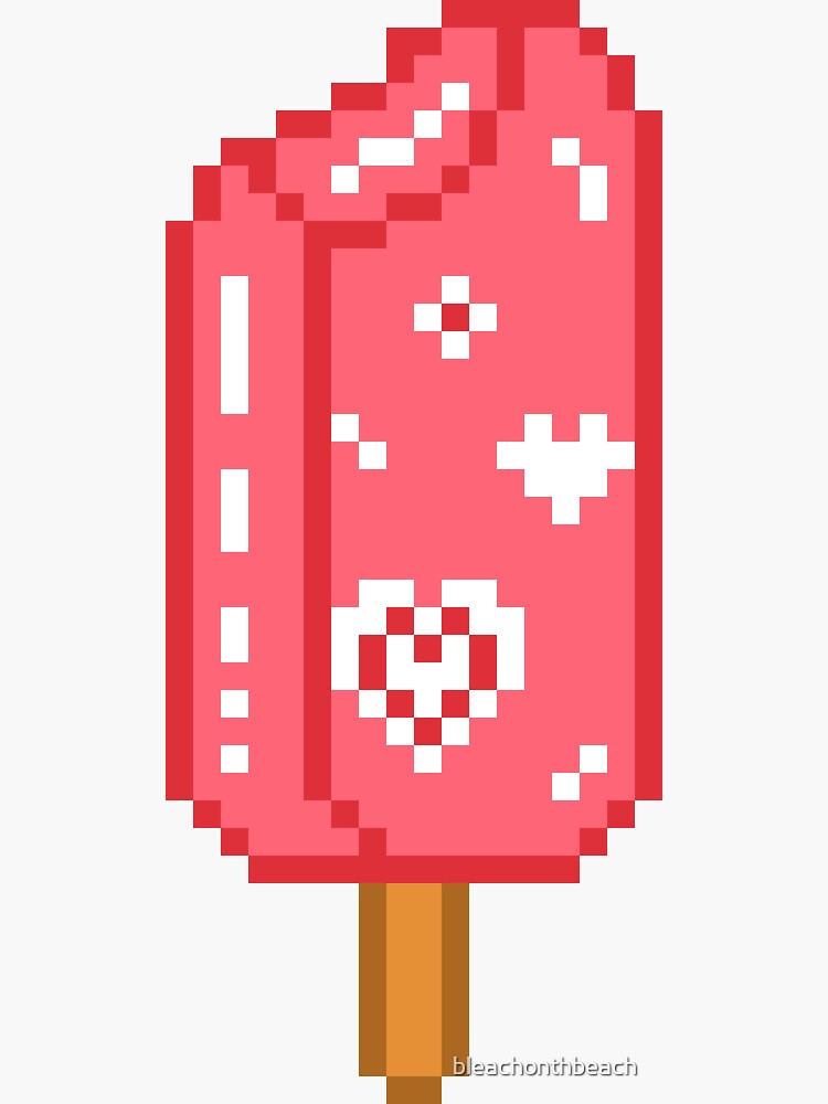 "Strawberry Popsicle Pixel Art" Sticker by bleachonthbeach | Redbubble