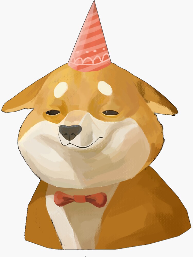 "Shiba Inu dog birthday party cartoon" Sticker for Sale by zpaket ...