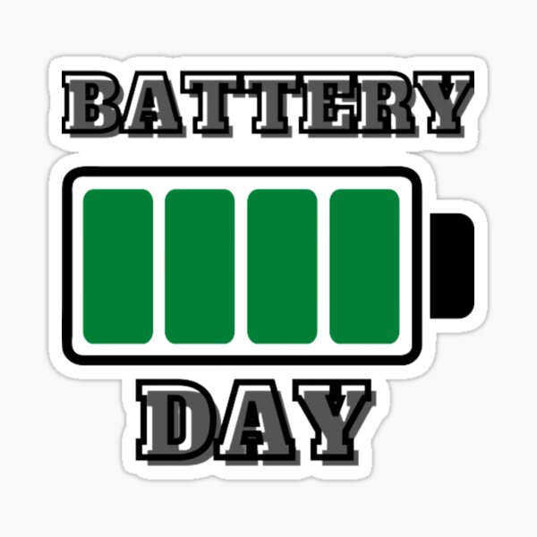 "Funny Battery Day,A gift for those in a good mood" Sticker for Sale by ...