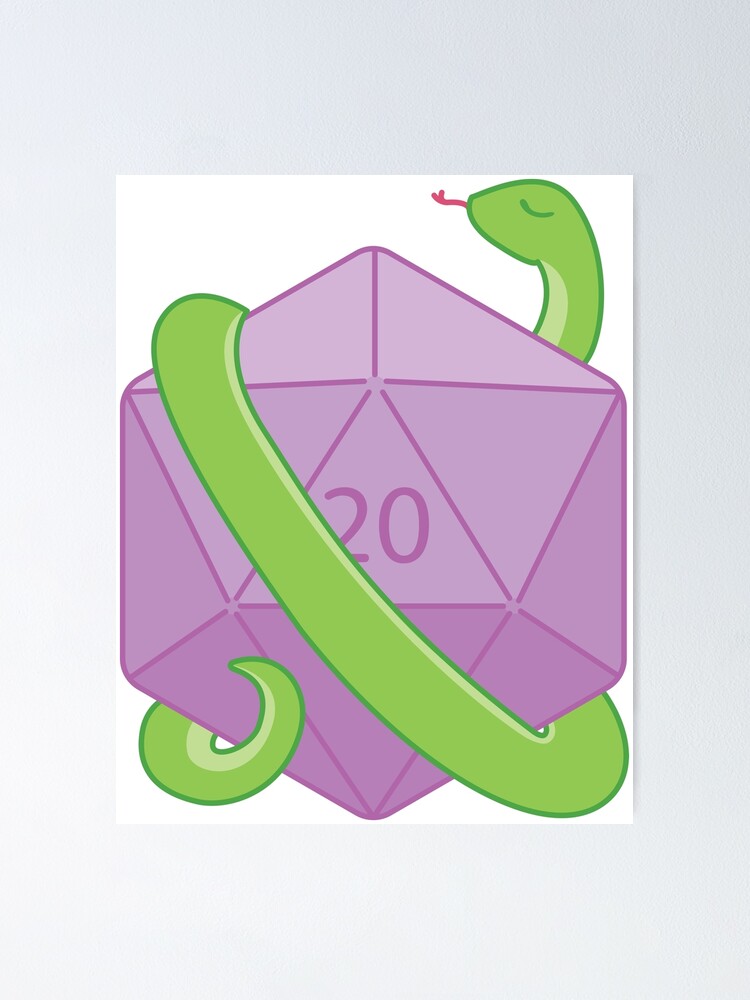 "Green Snake with Purple D20" Poster for Sale by NovotnyDesigns | Redbubble