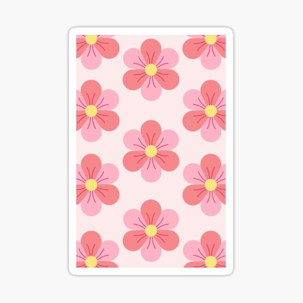 "Repeating Pink Floral Graphic" Sticker by ldevine | Redbubble