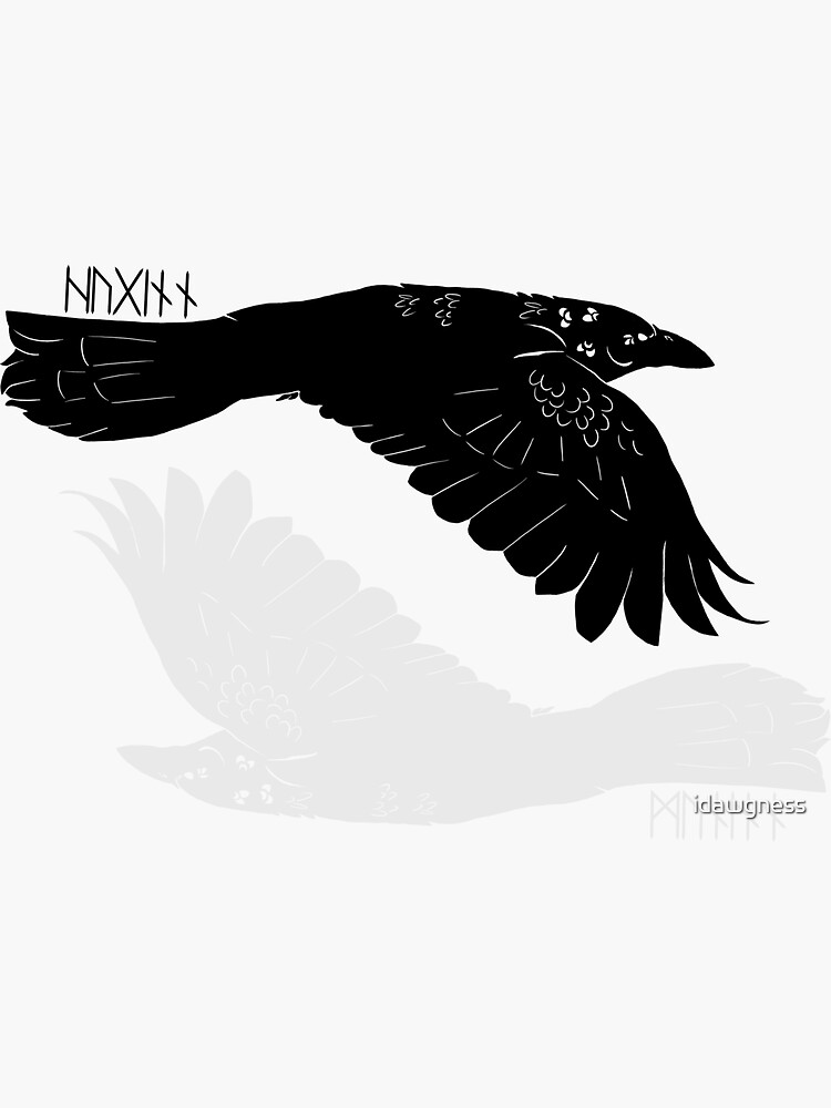 "Huginn and Muninn [with runes]" Sticker for Sale by idawgness | Redbubble