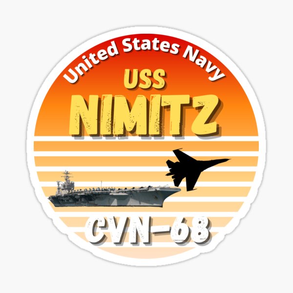 "Vintage 80's Sunset Navy Aircraft Carrier USS Nimitz Veteran" Sticker ...
