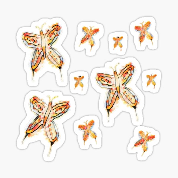 "Watercolor Orange Butterflies Sticker Pack" Sticker by ylavine-rb ...
