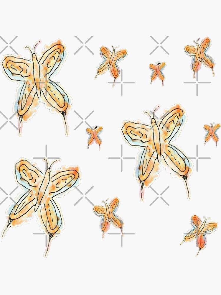 "Watercolor Peach Butterflies Sticker Pack" Sticker for Sale by ylavine ...