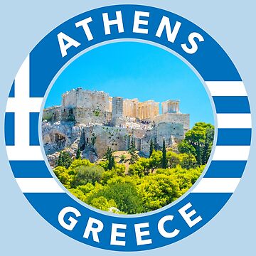 "Athens, Greece Round Emblem" Sticker for Sale by travelwitheric ...