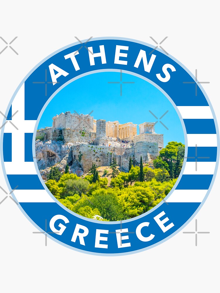 "Athens, Greece Round Emblem" Sticker for Sale by travelwitheric ...