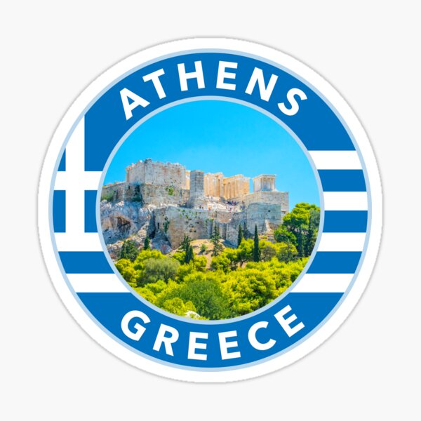 "Athens, Greece Round Emblem" Sticker for Sale by travelwitheric ...