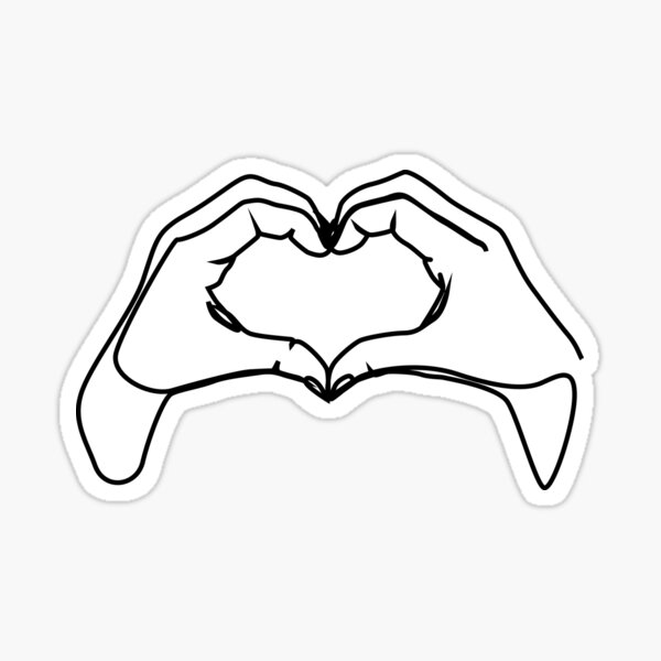 "Hand heart line art drawing " Sticker by LineArtDrawing | Redbubble