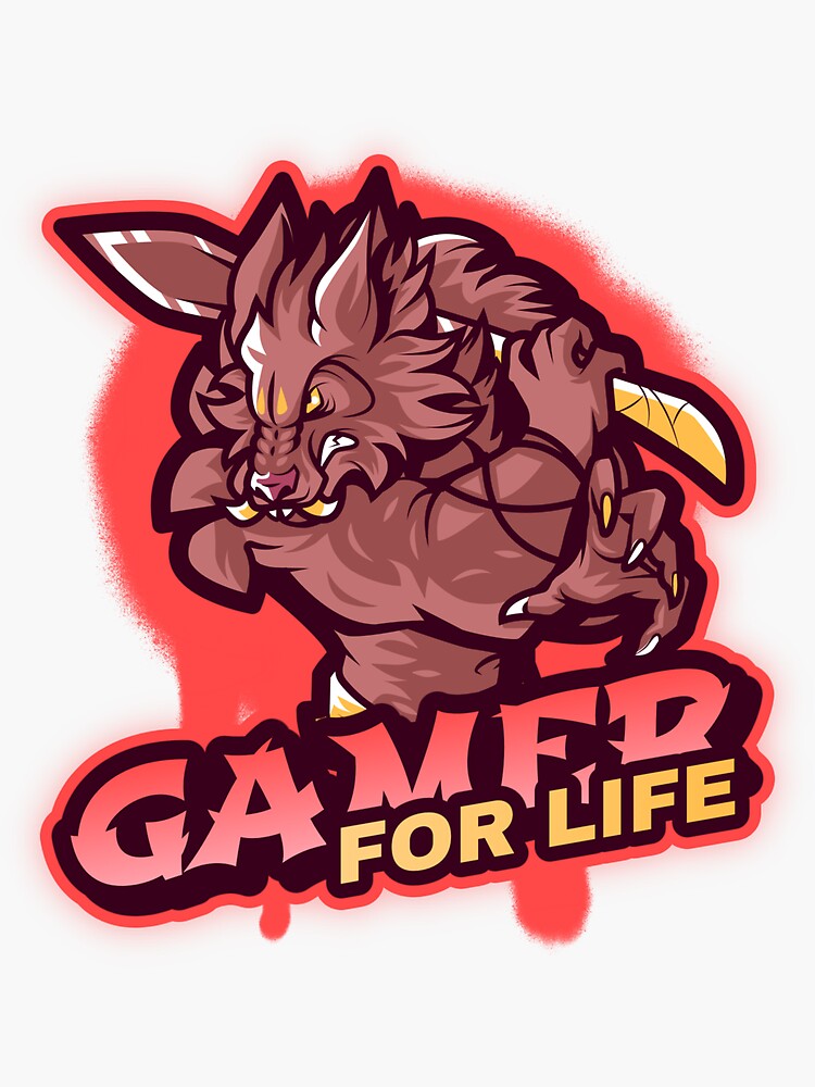 "Gamer for Life with Fierce Anthropomorphic Wolf" Sticker by PRIVARSHU ...