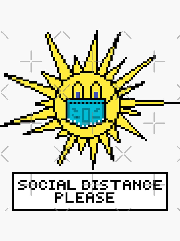 "Social Distance Sun - Blue - Cute Pixel Art" Sticker by CelticTarot ...