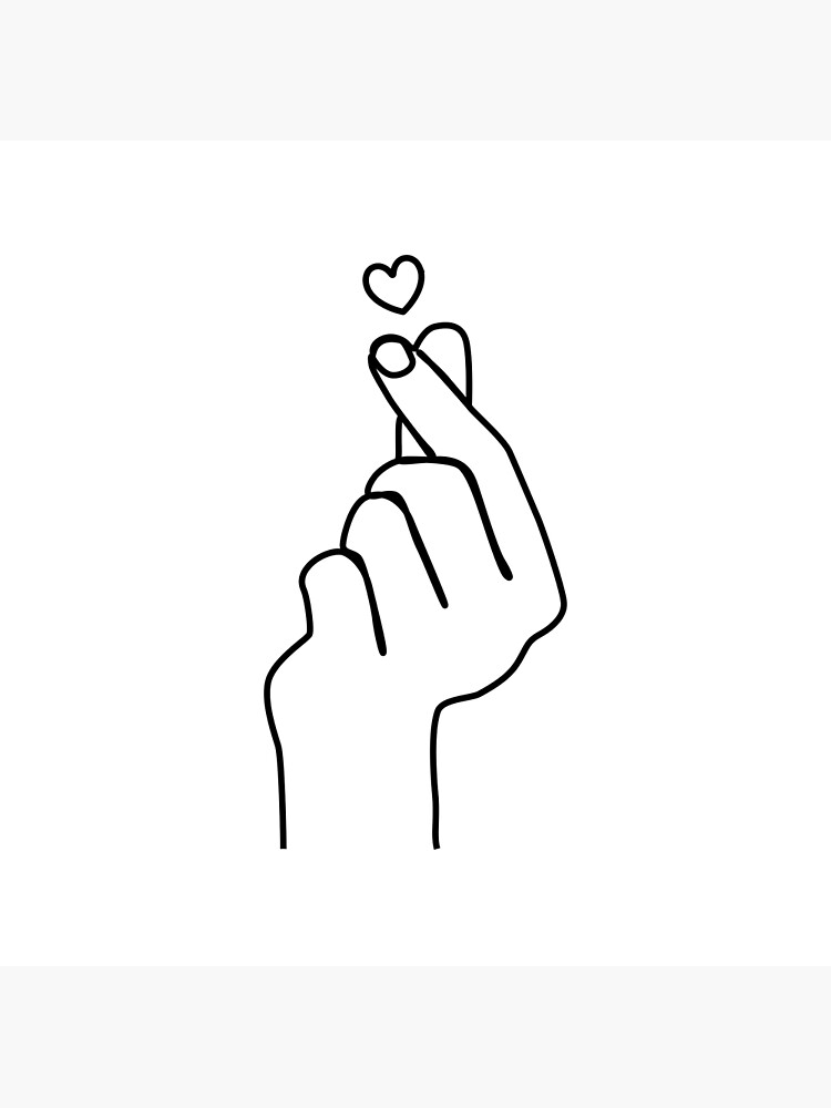 "Korean Hand heart line art drawing " Poster by LineArtDrawing | Redbubble