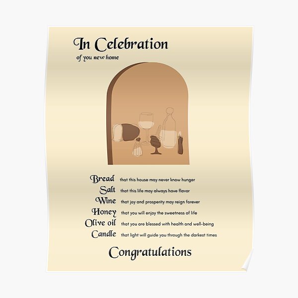 "Housewarming, New home blessing, Bread Salt Wine Honey Olive Oil ...