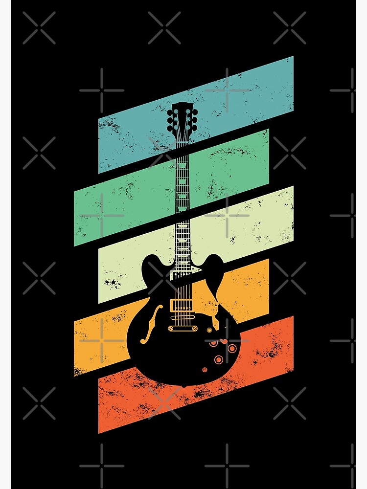"Vintage Style Semi Hollow Electric Guitar Retro Colors" Poster for ...