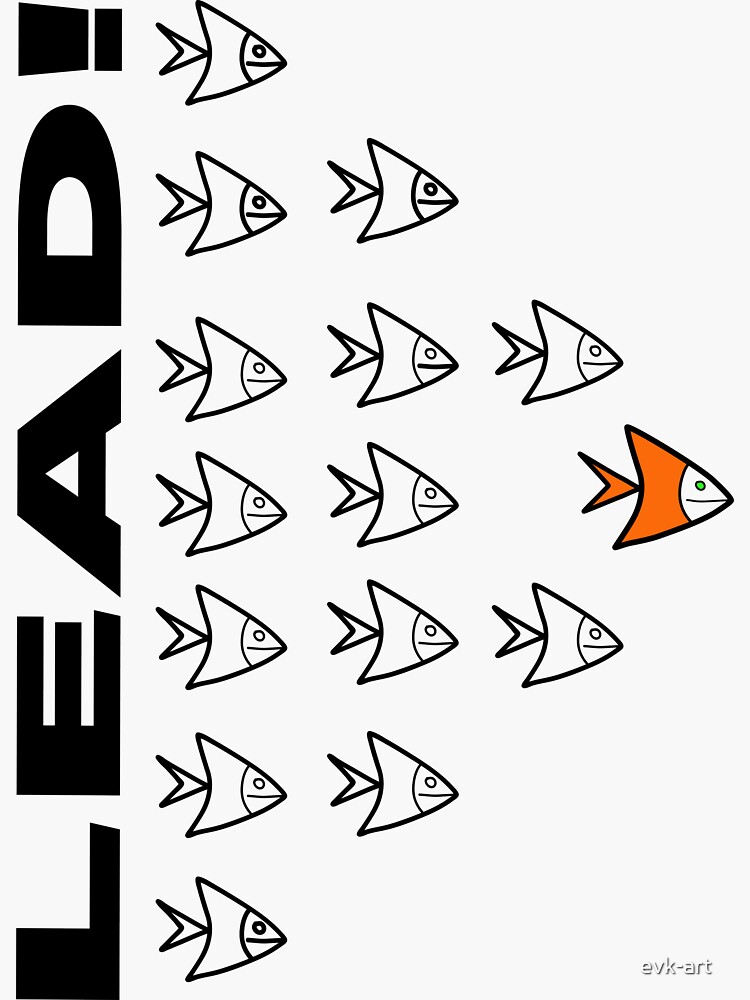 "School of fish and leader one fish" Sticker for Sale by evk-art ...