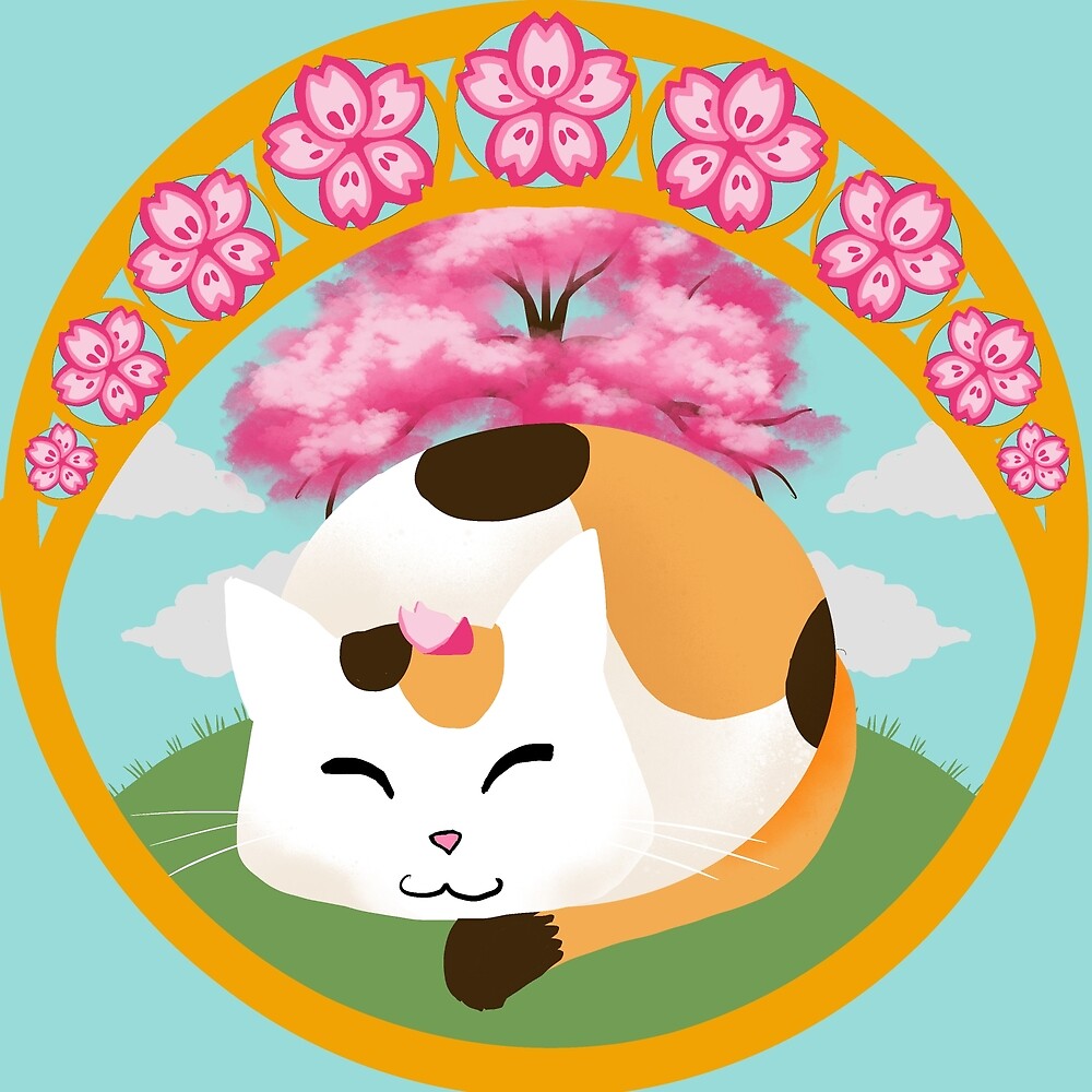 "Sakura Cat" by sewohayami | Redbubble